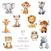 10 Safari Animals | Watercolor Clipart | Printable | High Quality | PNG ...