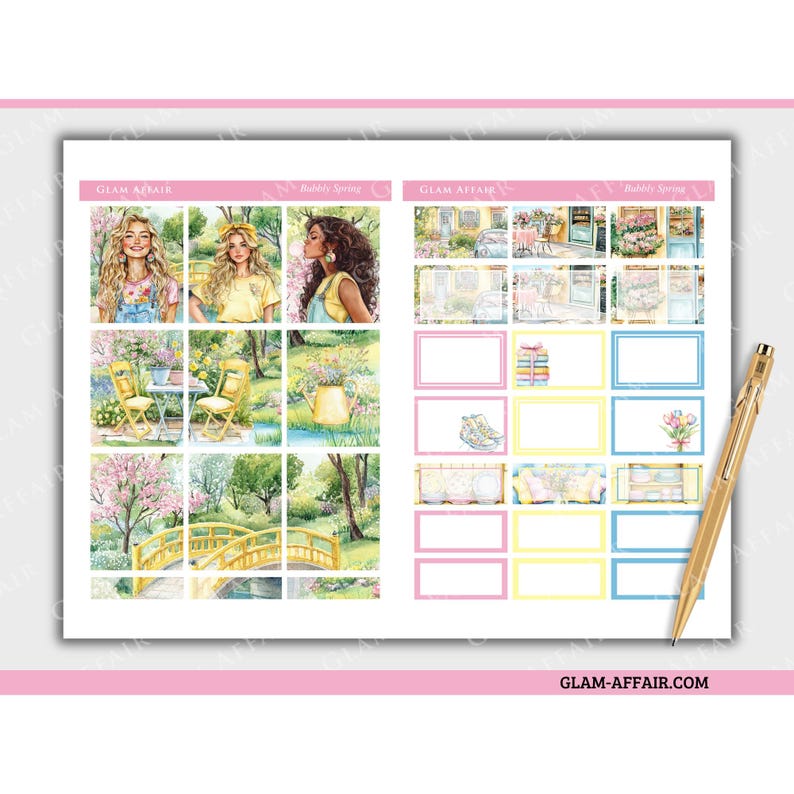 BUBBLY SPRING | PNG Download | Printable Weekly Kit | Vertical Planner ...