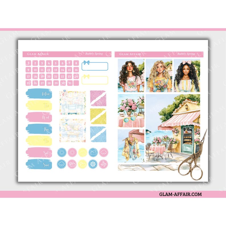 BUBBLY SPRING | PNG Download | Printable Weekly Kit | Vertical Planner ...