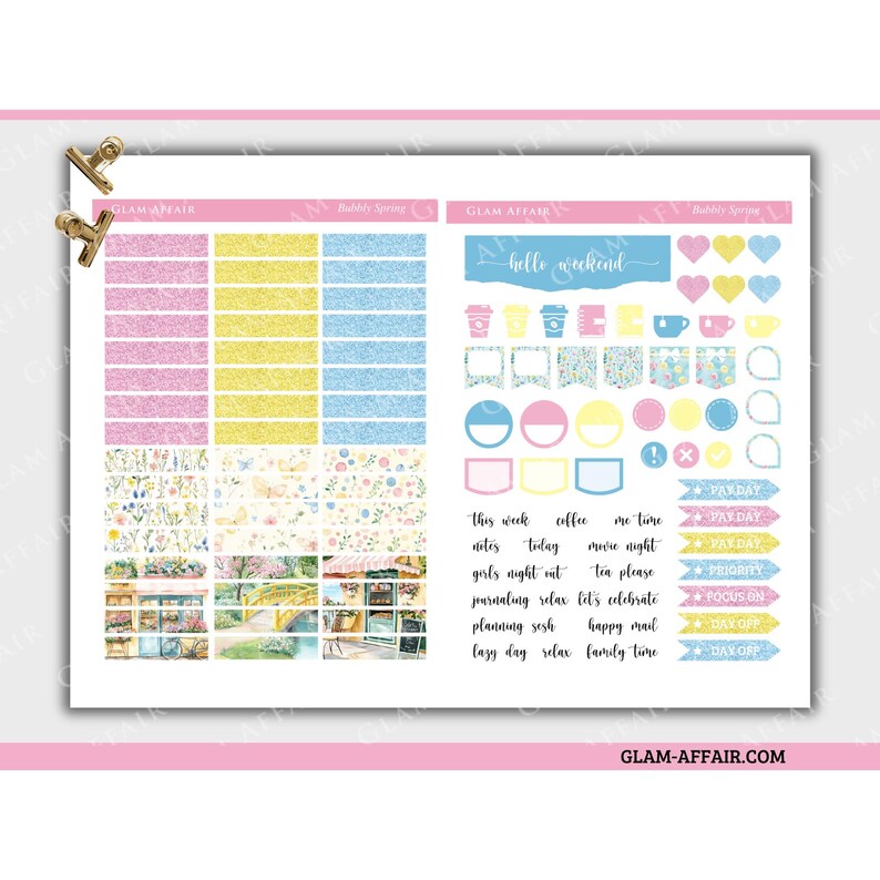 BUBBLY SPRING | PNG Download | Printable Weekly Kit | Vertical Planner ...