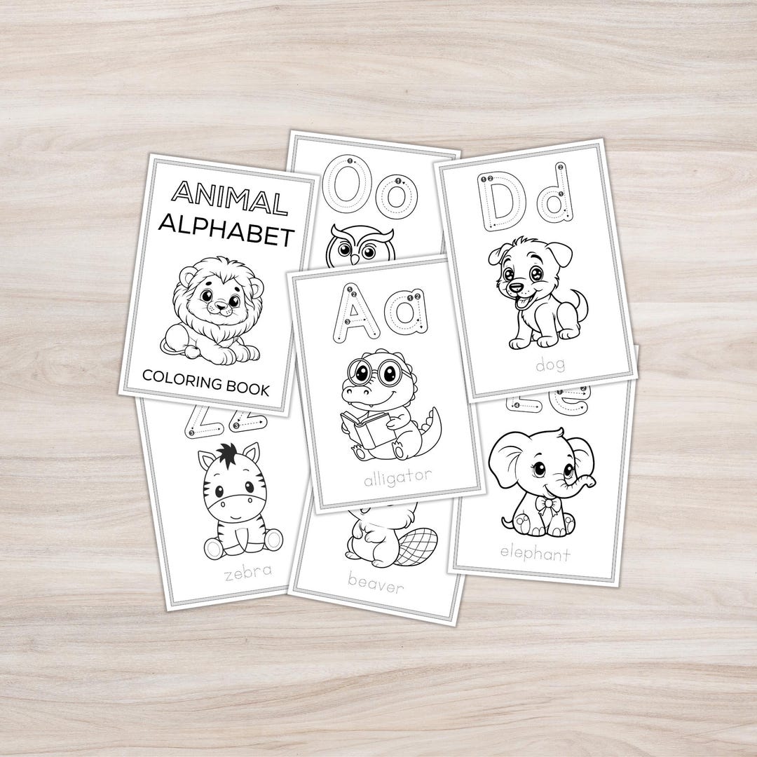 Animal Alphabet Coloring and Tracing ABC Book | Baby Shower | Download ...