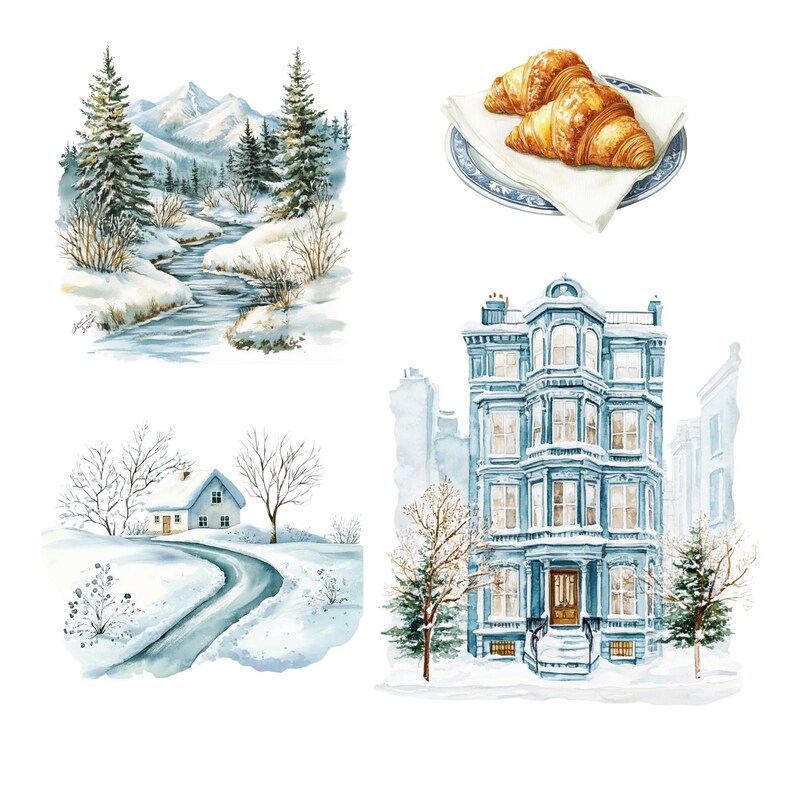 First Snow | Watercolor Clipart | PNG Download | Commercial Use - Etsy