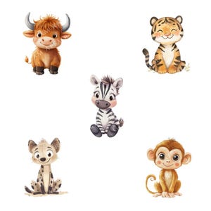 10 Safari Animals | Watercolor Clipart | Printable | High Quality | PNG ...