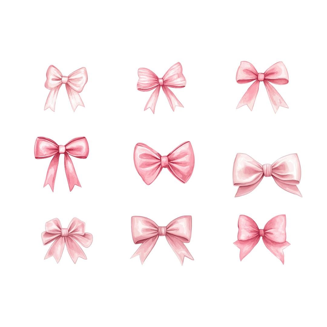 Pink Coquette Ribbon Bow Clipart | Gift | Fashion | Decoration ...