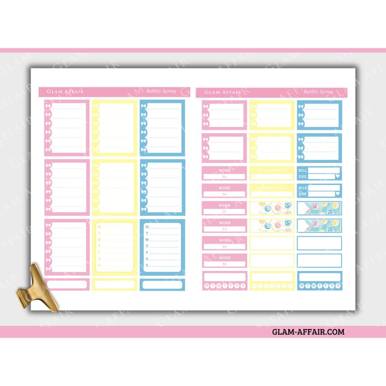 BUBBLY SPRING | PNG Download | Printable Weekly Kit | Vertical Planner ...