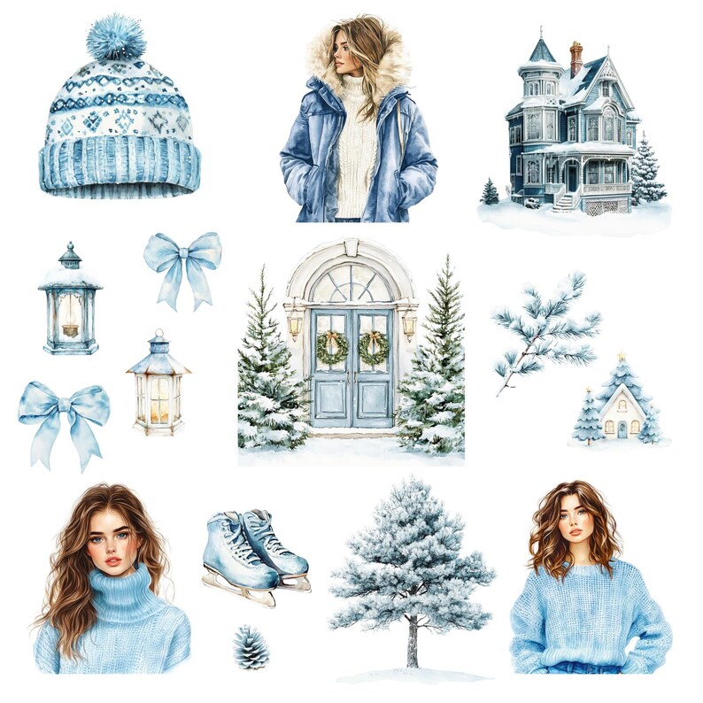 First Snow | Watercolor Clipart | PNG Download | Commercial Use - Etsy