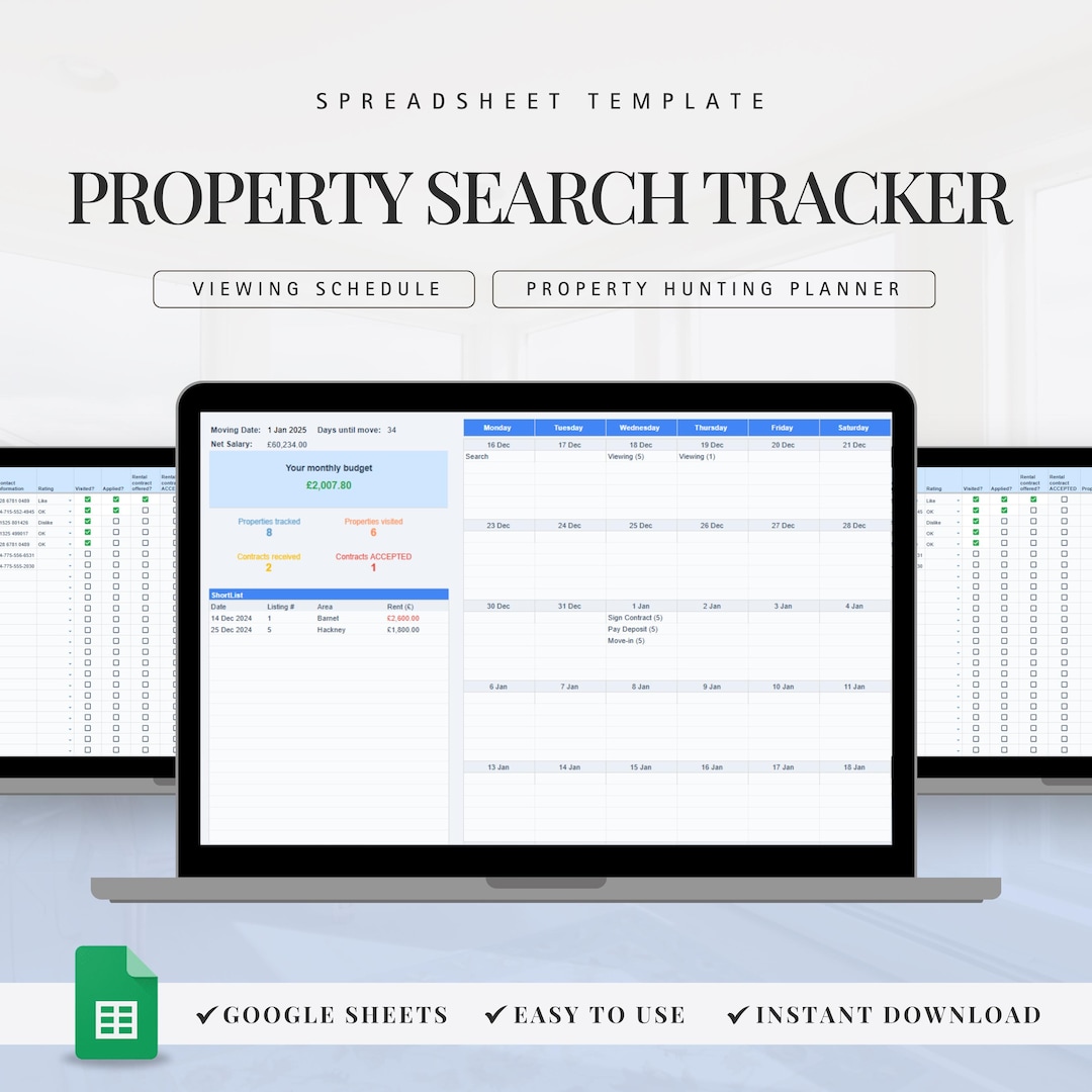 Property Search Tracker: House Hunting Google Sheets (digital Download ...