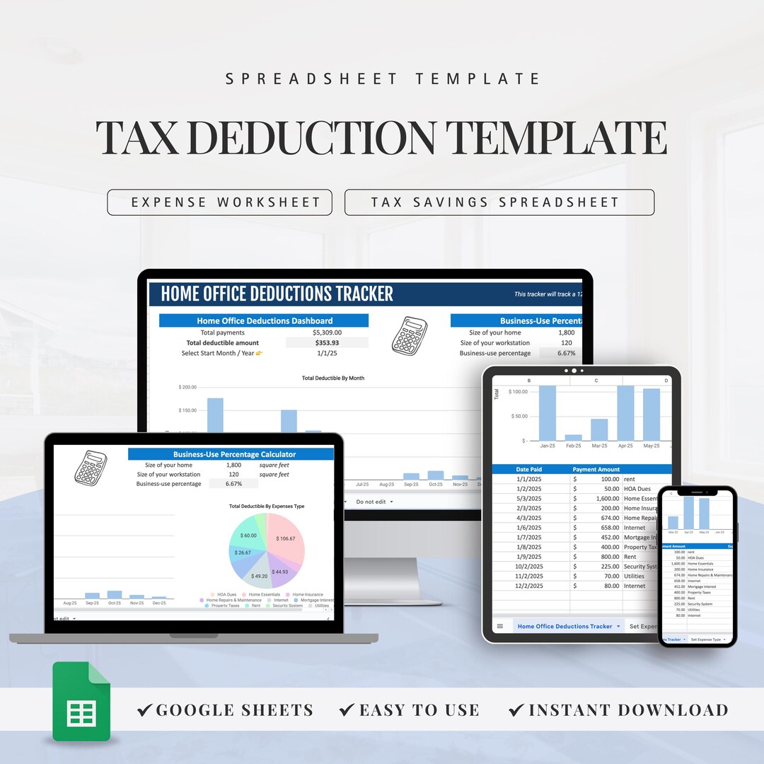 Home Office Tax Deduction | Business Expense Worksheet | Home Office ...