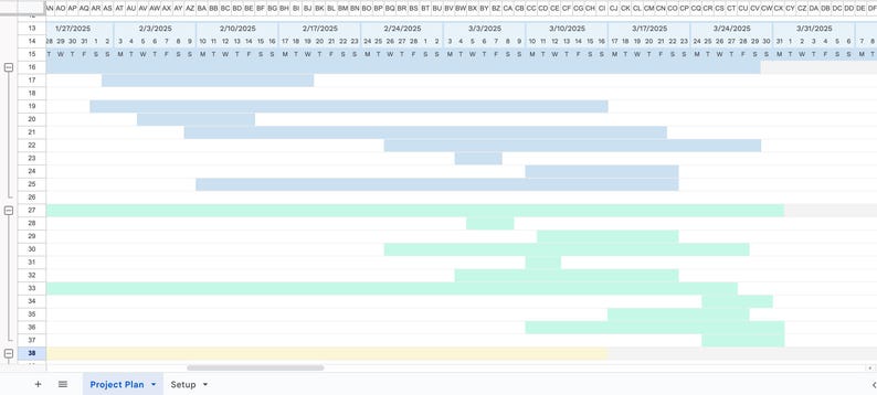 Project Schedule Gantt Chart Template Project Planner Task Tracker Productivity Template Project ...