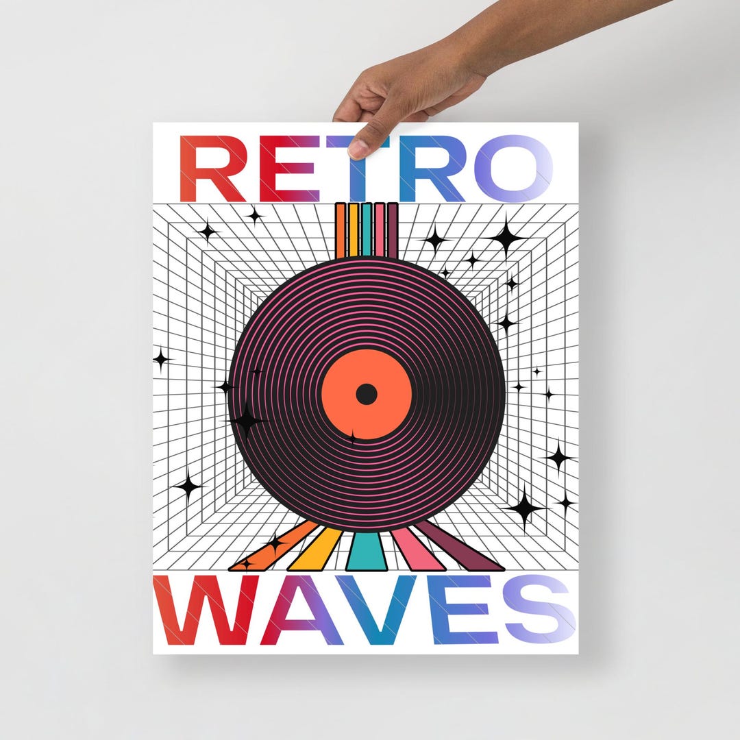 Retro Waves Poster – Neon Vinyl Aesthetic / 80s Wall Decor / Music Room ...