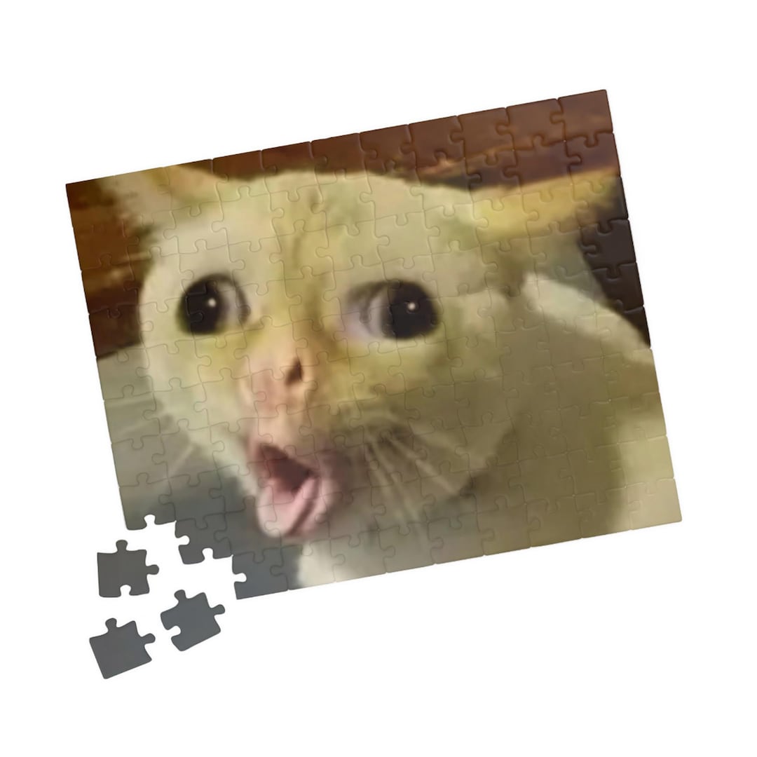 Funny Wall-eyed Cat Meme Puzzle for Millennials and Meme Lovers piece ...