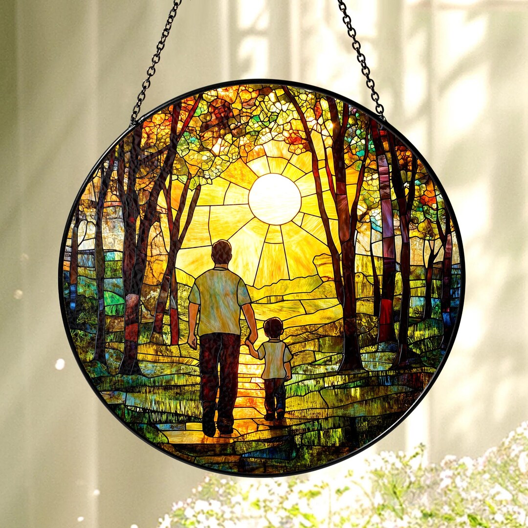 Father & Son Glass Suncatcher: Personalized Dad Window Decor - Etsy