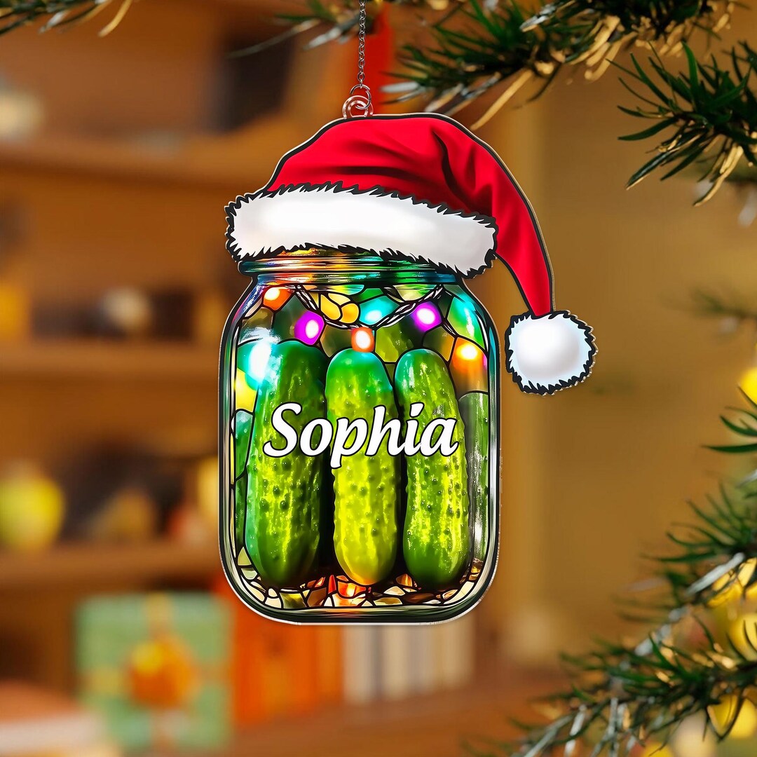 Personalized Pickle Jar 2D Flat Ornament, Cucumber Jar Acrylic ...