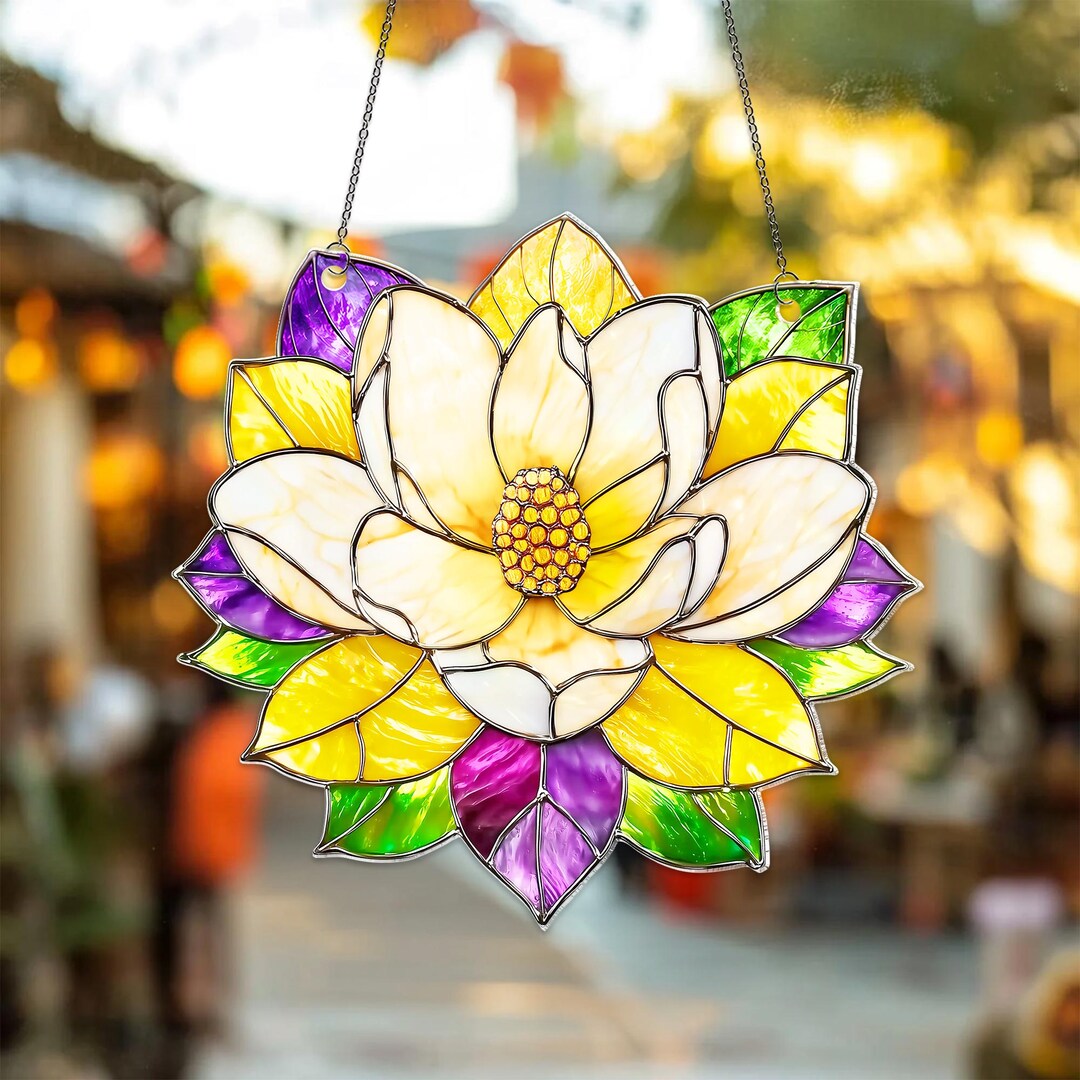 Mardi Gras Magnolia Acrylic Suncatcher, Magnolia Window Hanging ...