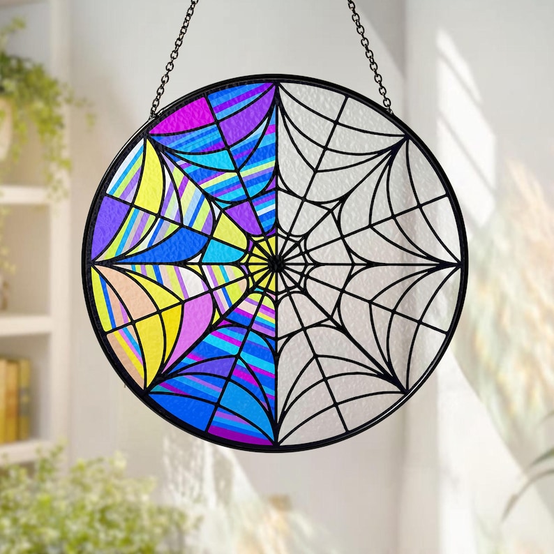 Spiderweb Suncatcher, Spiderweb Halloween Window Hanging, Spiderweb ...
