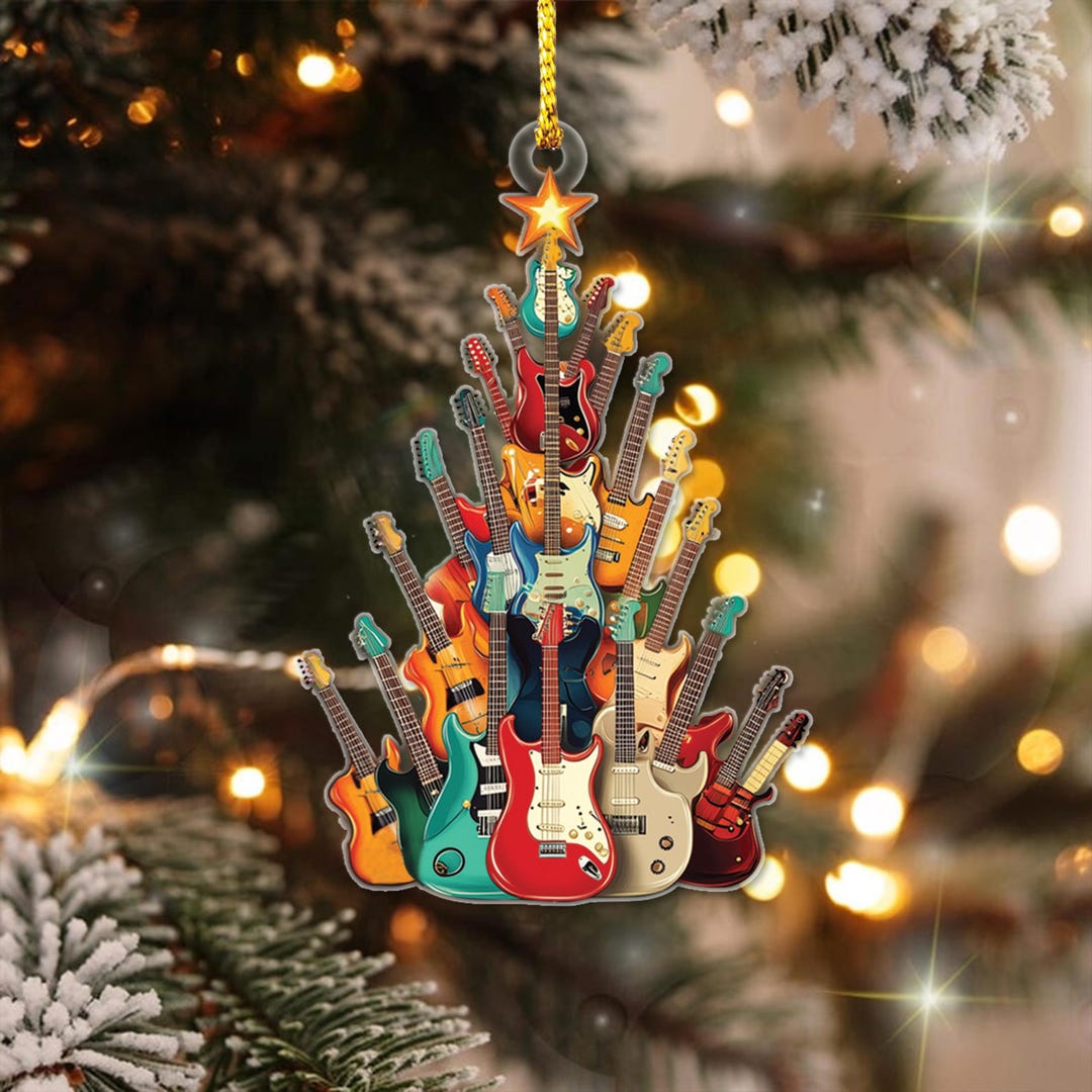 Guitar Christmas Tree Ornament, Xmas Tree Decor, Guitar Christmas ...