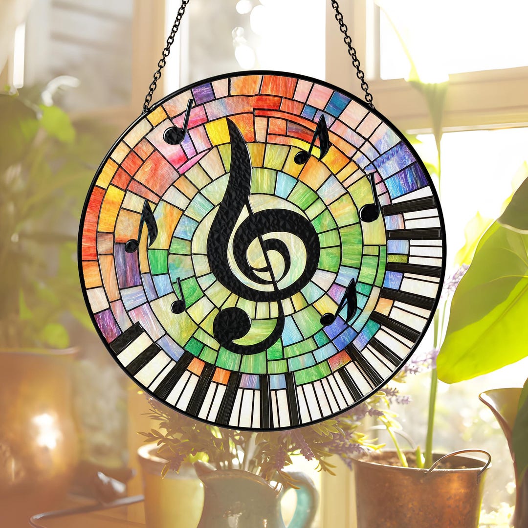 Treble Clef Stained Glass Suncatcher: Music Lover Window Decor - Etsy
