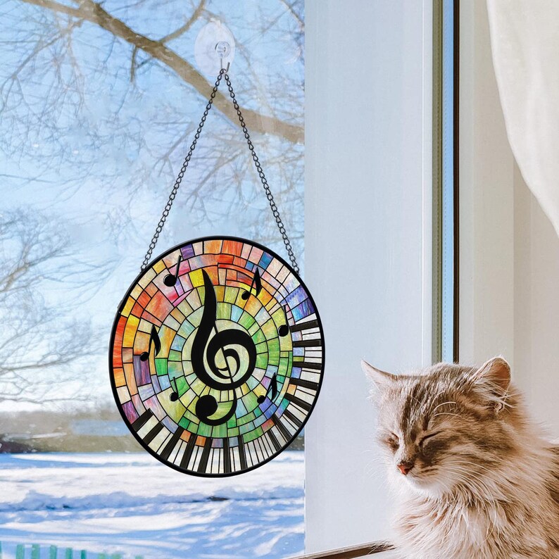 Treble Clef Stained Glass Suncatcher: Music Lover Window Decor - Etsy