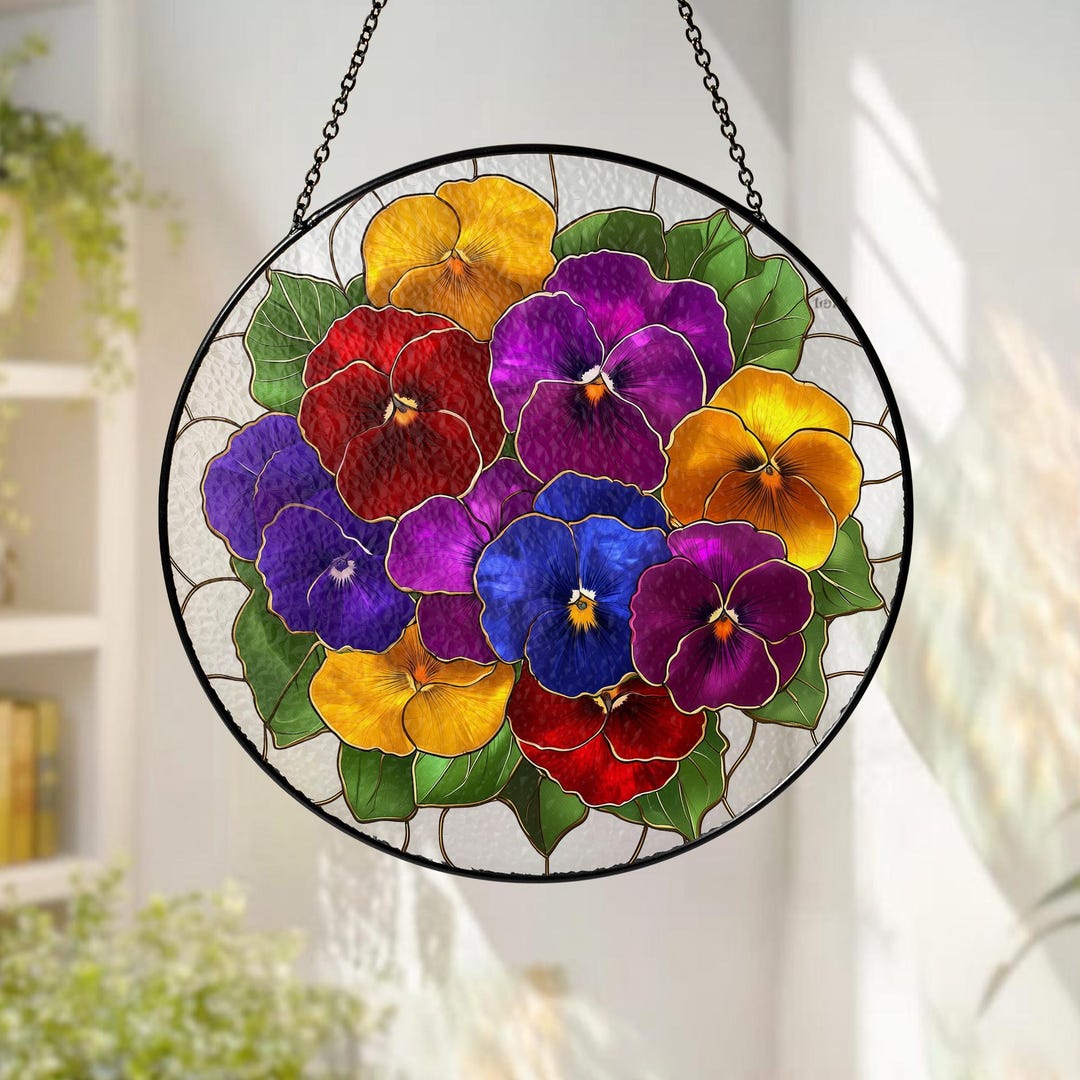 Glass Pansy Suncatcher: Botanical Window Art, Nature Inspired - Etsy