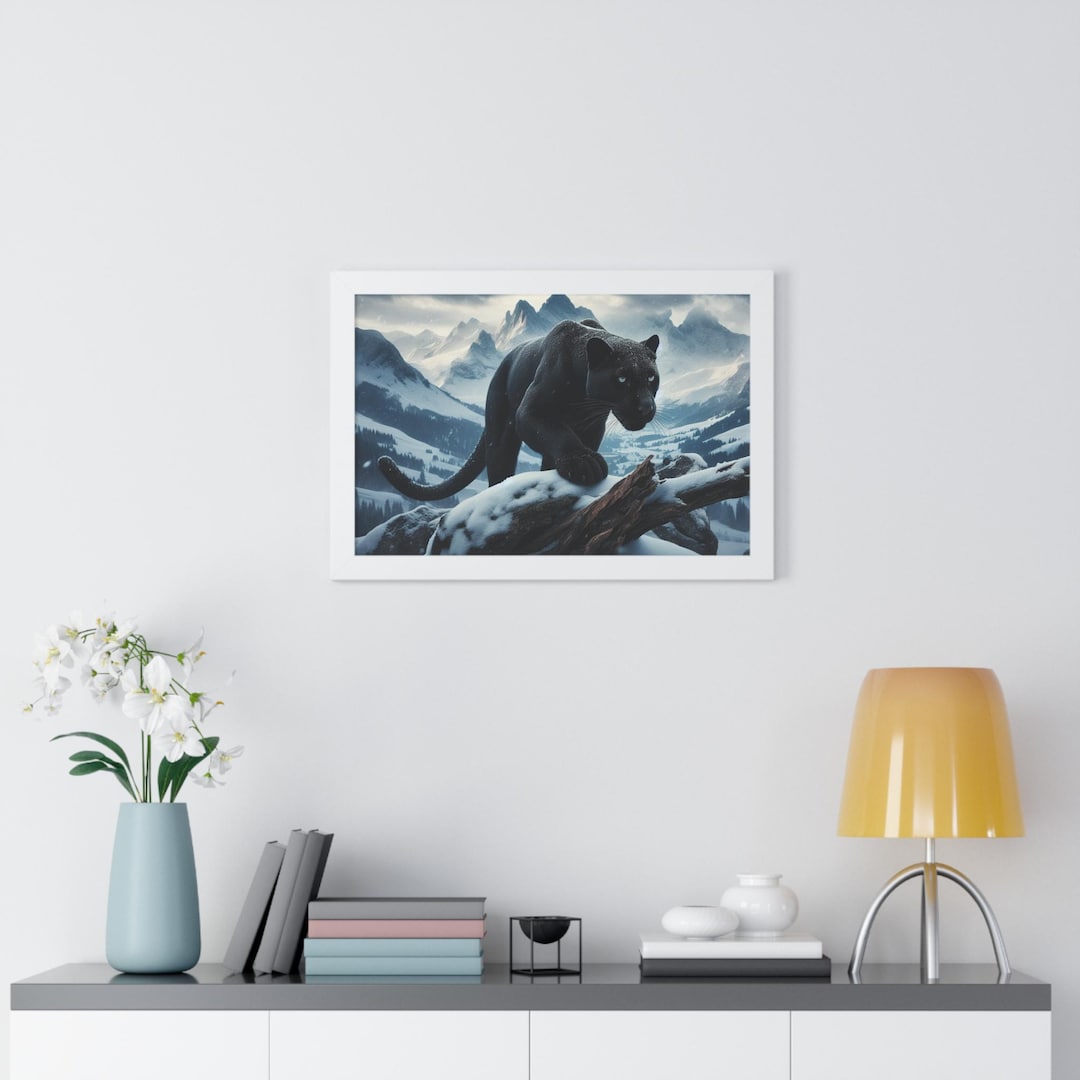 Majestic Panther Art Print, Vintage Wall Decor, Black Panther Framed ...
