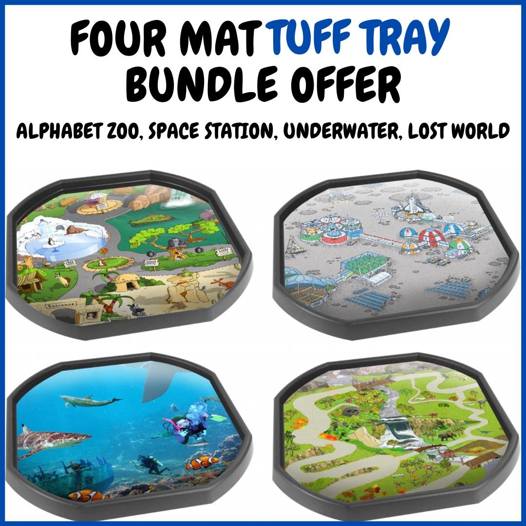Four Mat Bundle for Tuff Tray - Alphabet Zoo, Space Station, Underwater ...