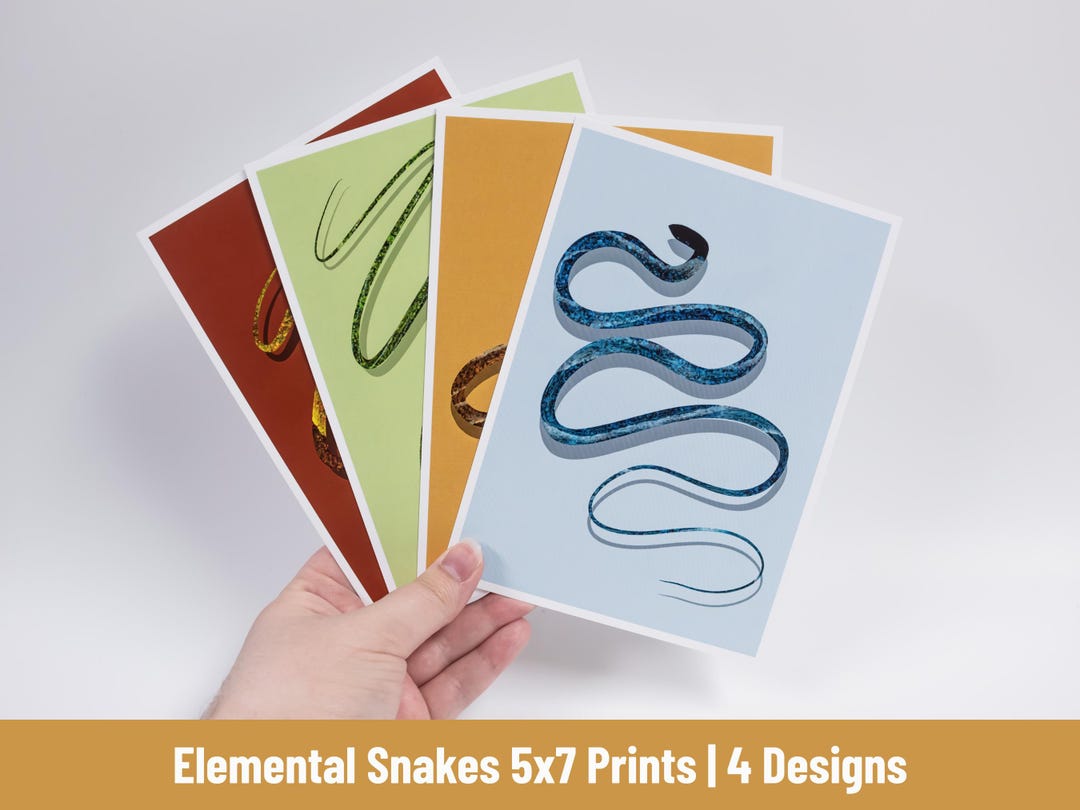 Elemental Snakes 5x7 in Art Prints | Original Hand-drawn Artwork ...