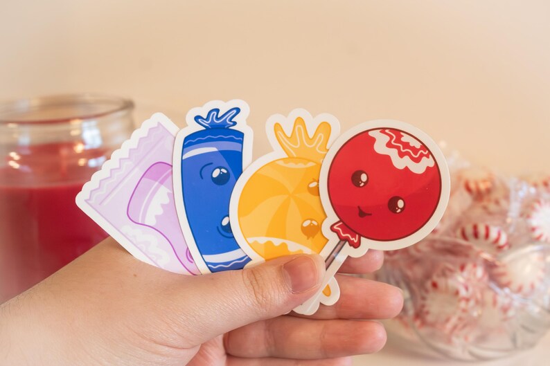 Assorted Candy Vinyl Stickers | Original Hand-drawn Art | Sparkly Decal ...