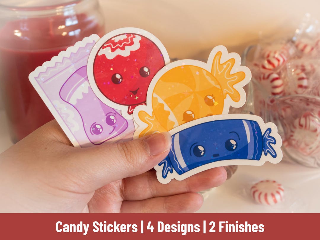 Assorted Candy Vinyl Stickers | Original Hand-drawn Art | Sparkly Decal ...