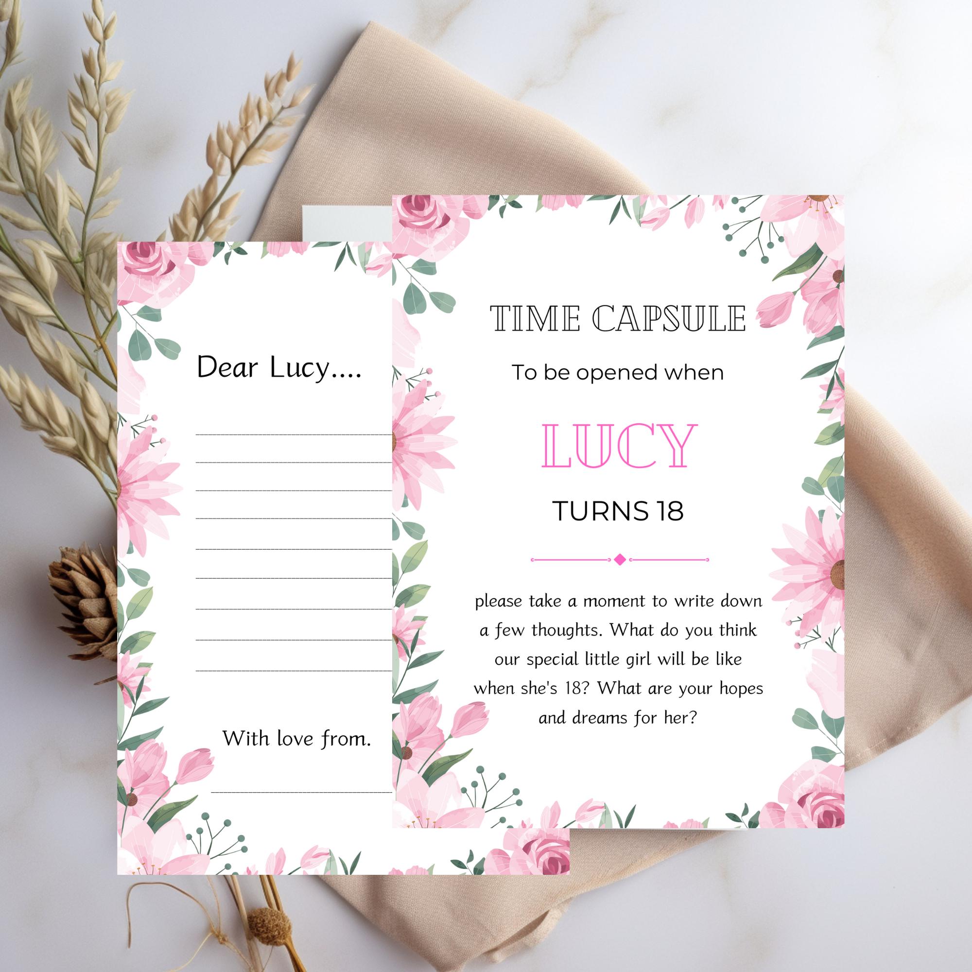 Time Capsule Letter Editable Template Time Capsule Card 1st Birthday ...