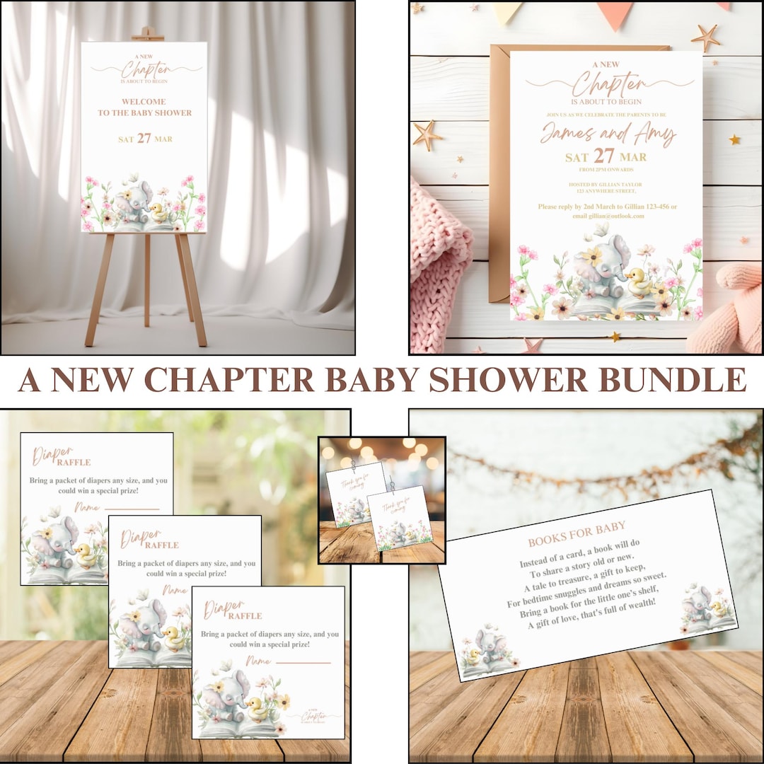 A New Chapter is About to Begin Baby Shower Bundle, Editable Download ...