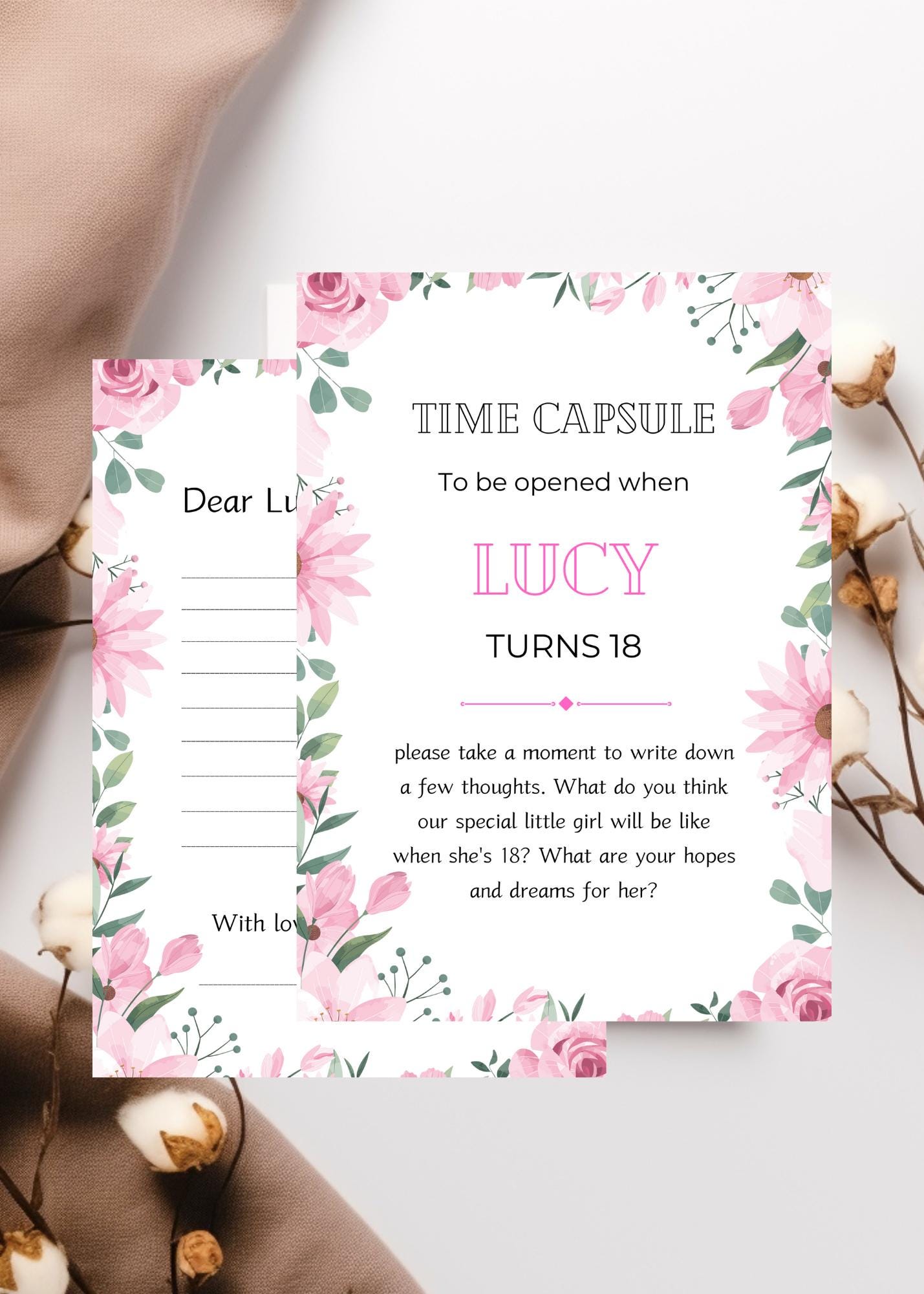 Time Capsule Letter Editable Template Time Capsule Card 1st Birthday ...