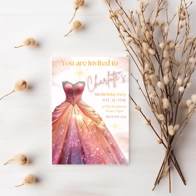 Princess Birthday Editable Invitation Digital Invitation Printable ...