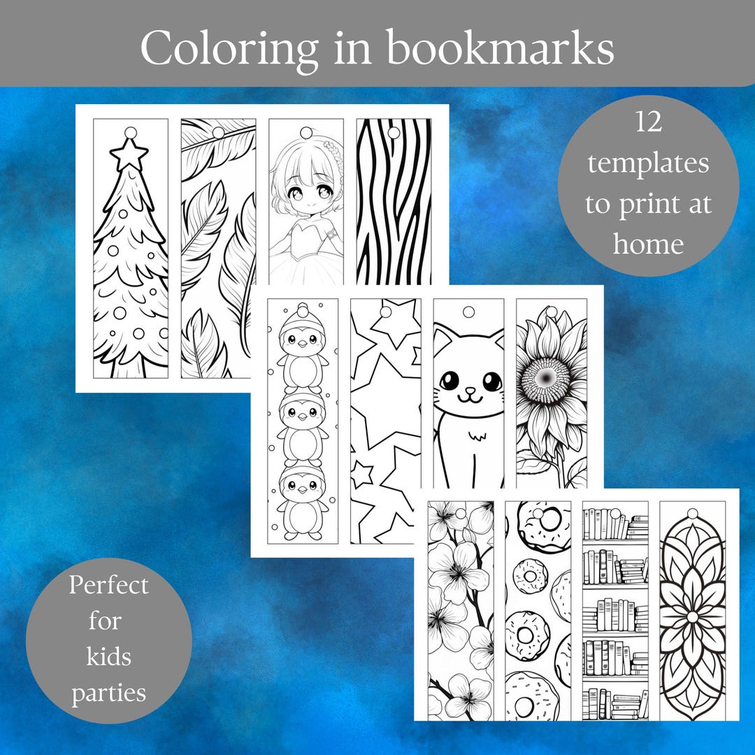 Printable Coloring Bookmarks for Kids Digital Download Fun Activities ...