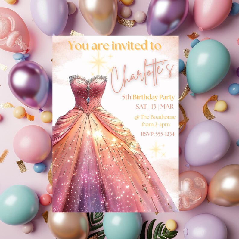 Princess Birthday Editable Invitation Digital Invitation Printable ...