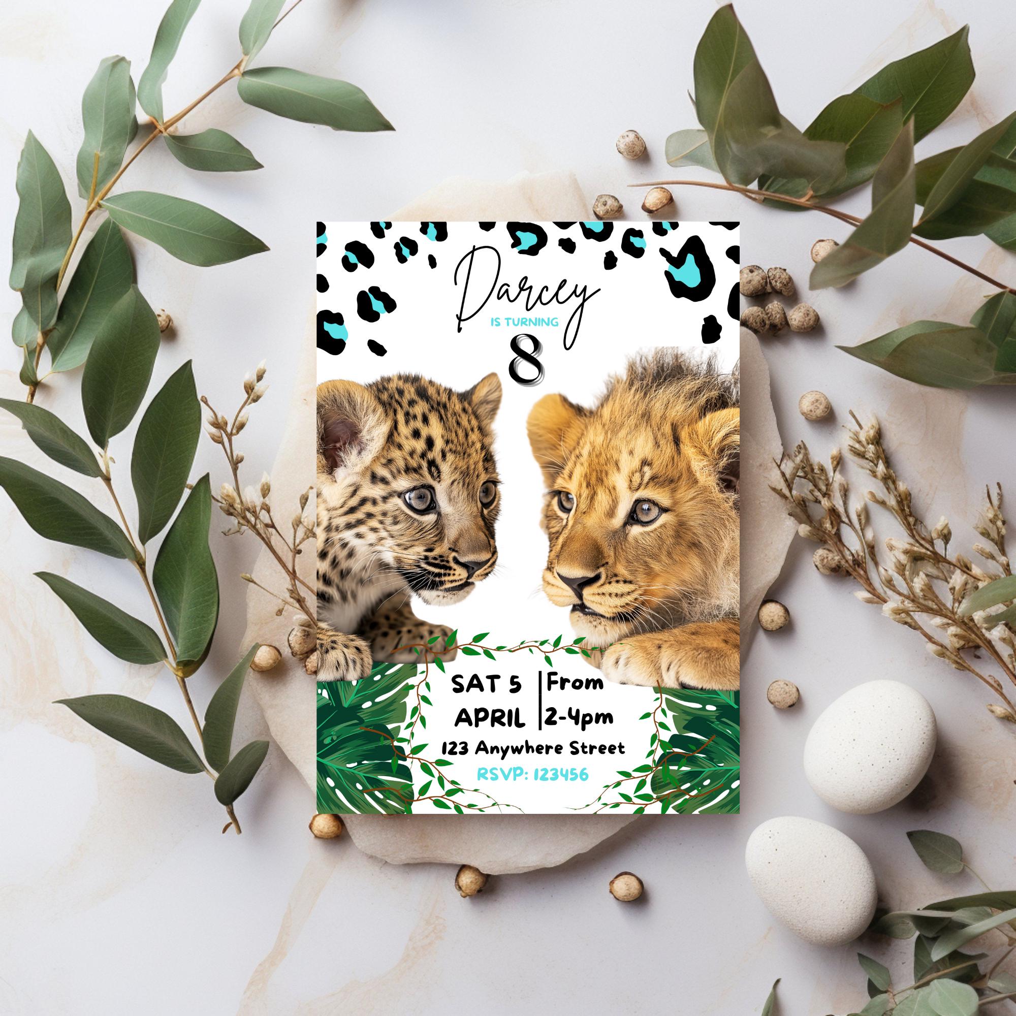Cat Birthday Invitation, Wild Cat Invite, Big Cats Birthday, Big Cat ...