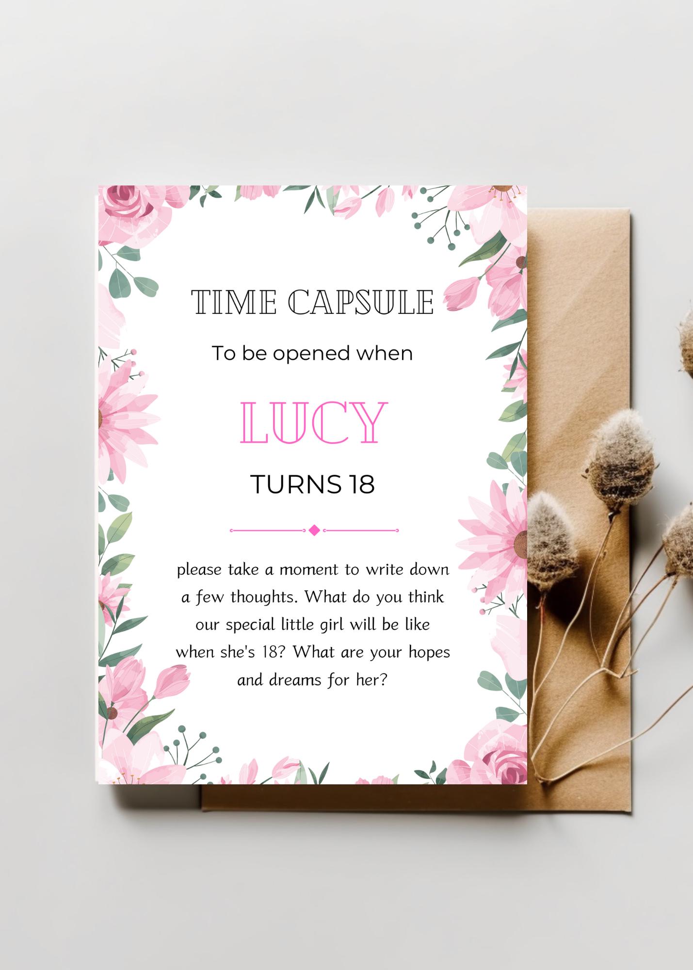 Time Capsule Letter Editable Template Time Capsule Card 1st Birthday ...