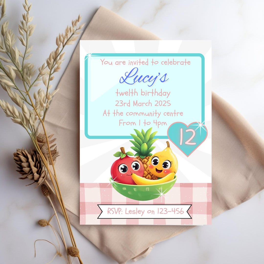 Dancing Fruit Party Invite Two-tti Frutti Birthday Invitation 2nd ...