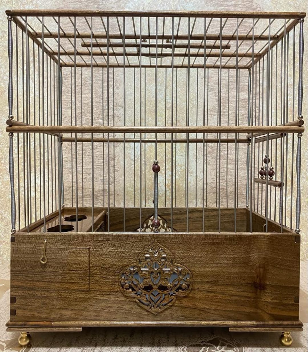 Wooden Bird Cage, Wood Cage, Walnut Cage, Bird Cage, Goldfinch Cage ...