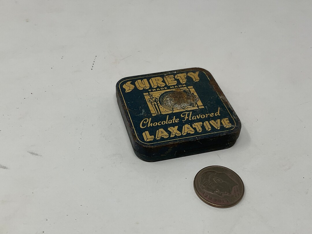 Antique Surety Laxative Tin. Vintage APOTHECARY MEDICAL Tin. Great Tiny ...