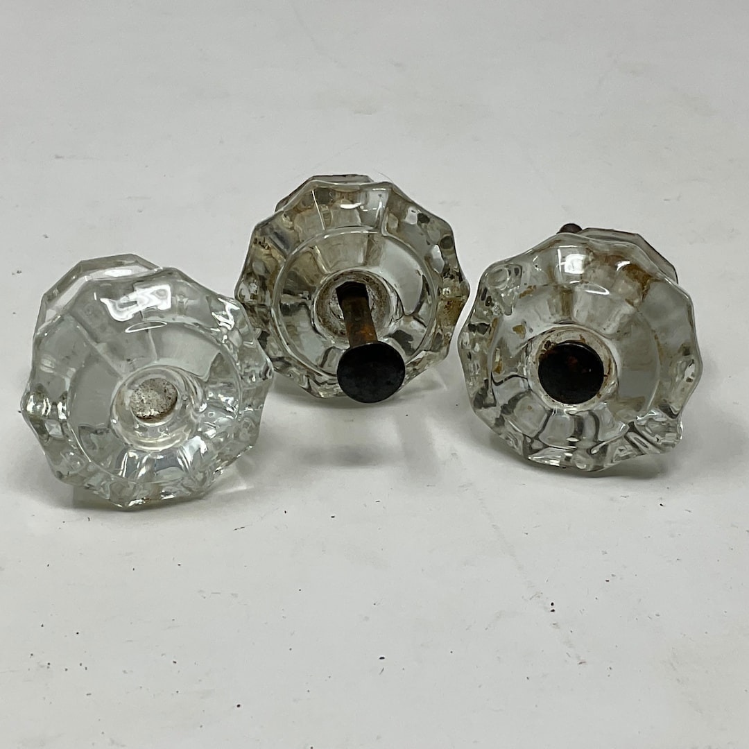 One Rare Decagon Style Vintage 1" Glass Dresser Knob Drawer Pull ...