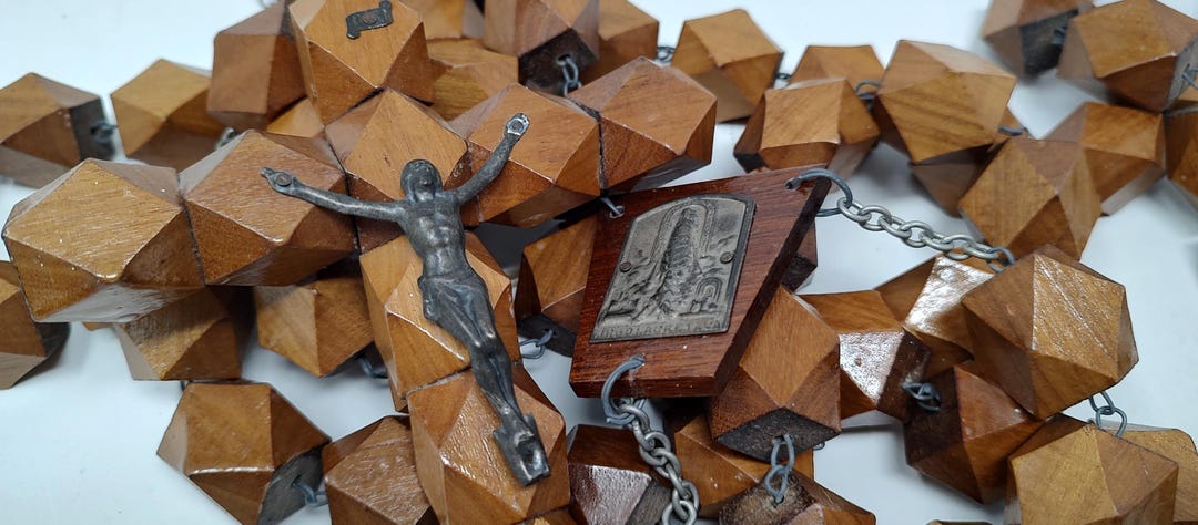 VTG Midcentury Modern Huge Wall Rosary Hand Crafted Wooden Handmade ...