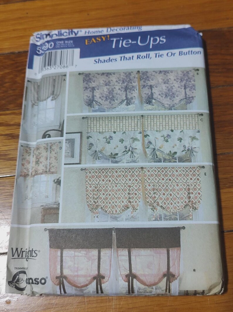 Simplicity Pattern 5390 Tie Ups Shades That Roll Sewing Home Decorating ...