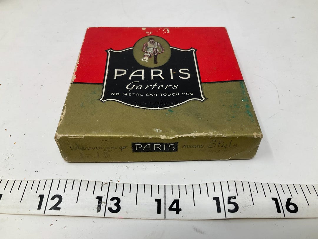 Antique Art Deco Advertising Box. Paris Garters for Men With Graphic ...