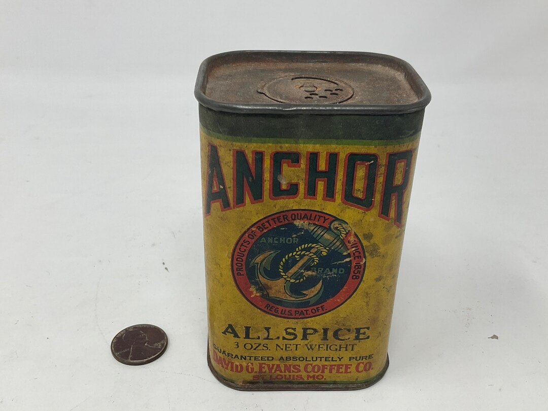 Vintage Anchor Spice Tin. Vintage Spice Can Tin. David G. Evans St ...
