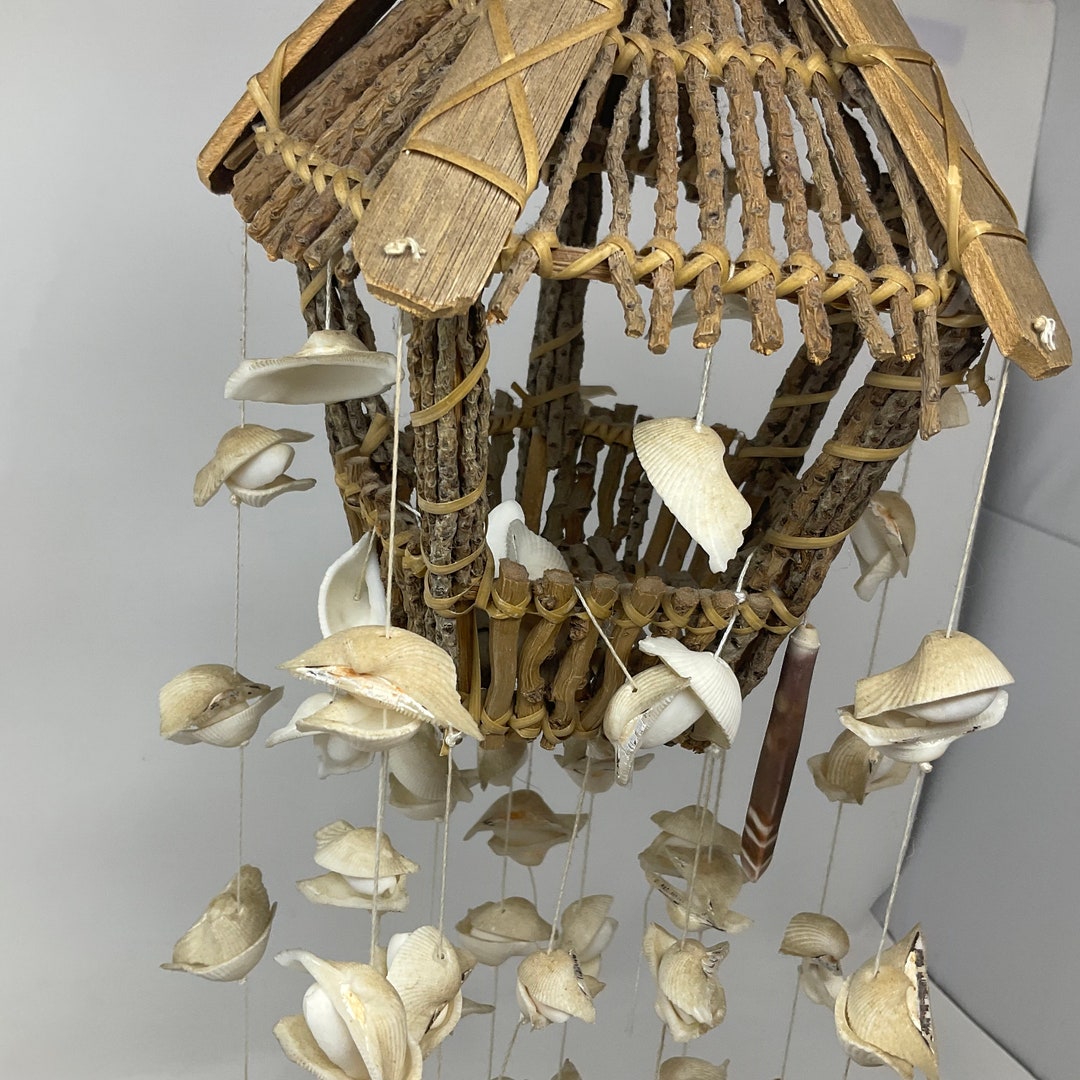 Vintage Tiki Culture Shell Wind Chime. Boho Hanging Shell Mobile ...