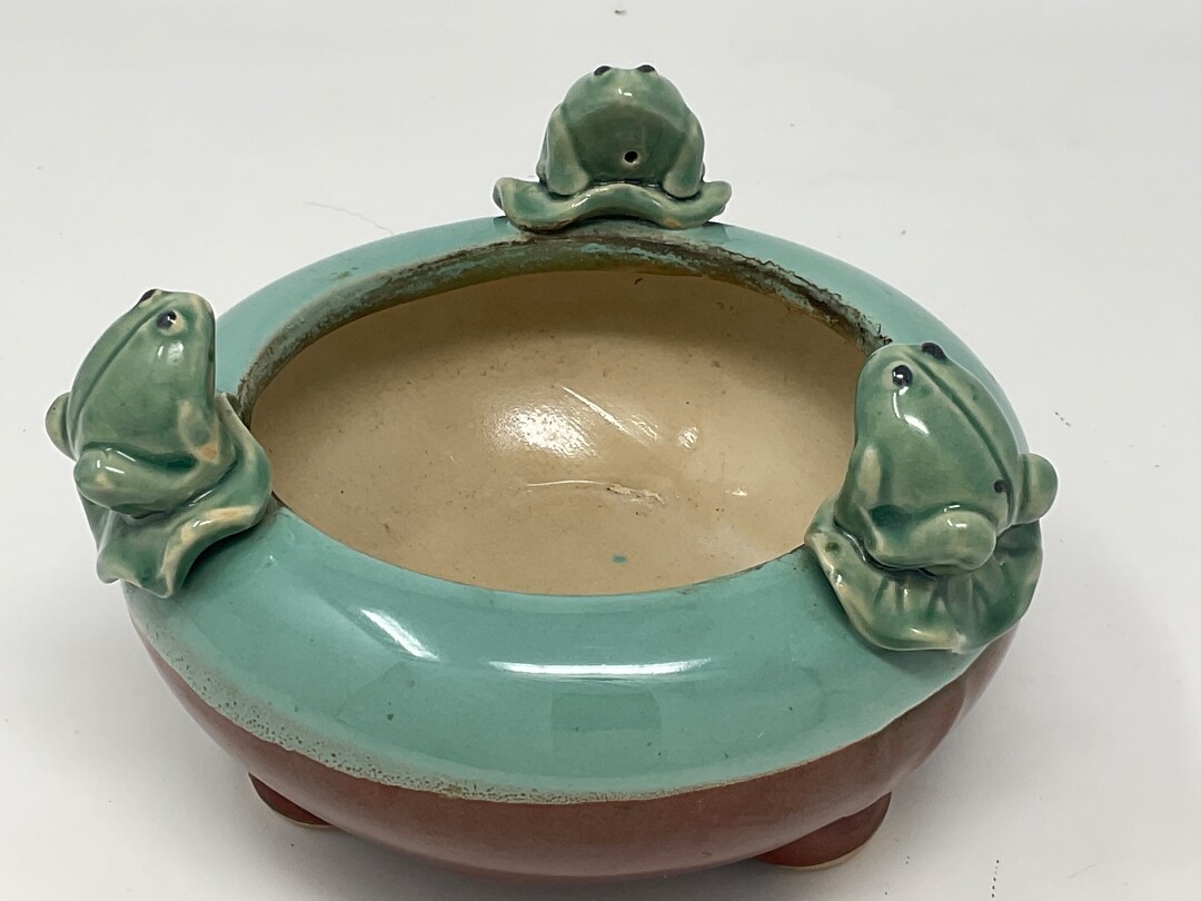 Vintage Majolica Frog Planter. Looks Like Redwing? Turquoise and Brown ...