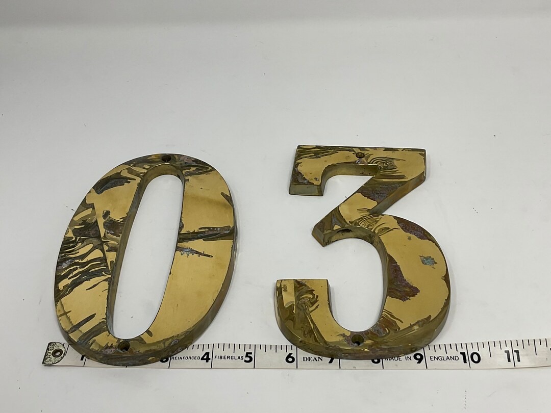 Vintage Cast Brass House Numbers. Vintage Salvaged Brass Address ...