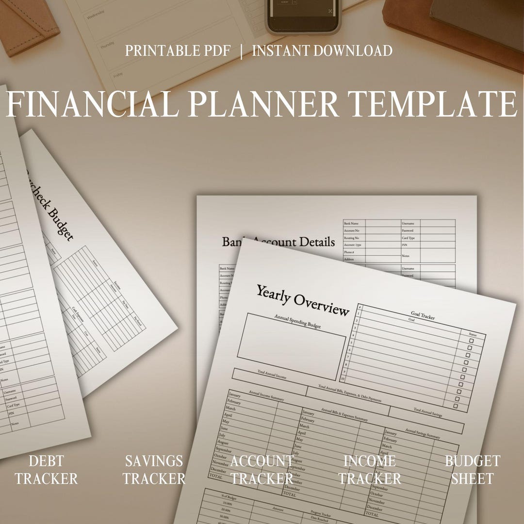 Printable Financial Planner PDF Instant Download Budgeting Sheet for ...
