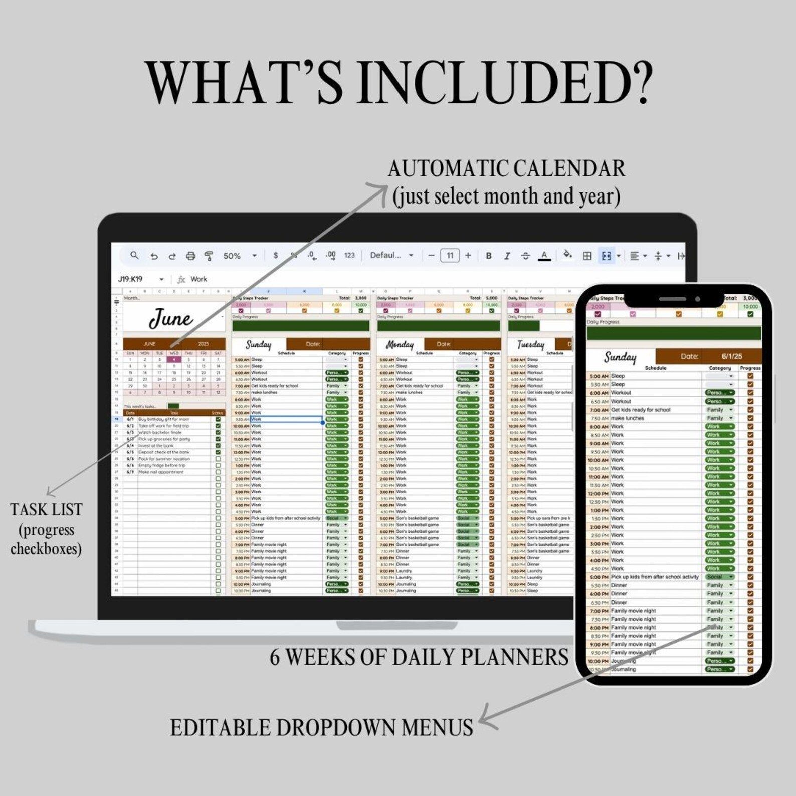 Week Planner Google Sheets Weekly Planner Spreadsheet Daily Planner ...