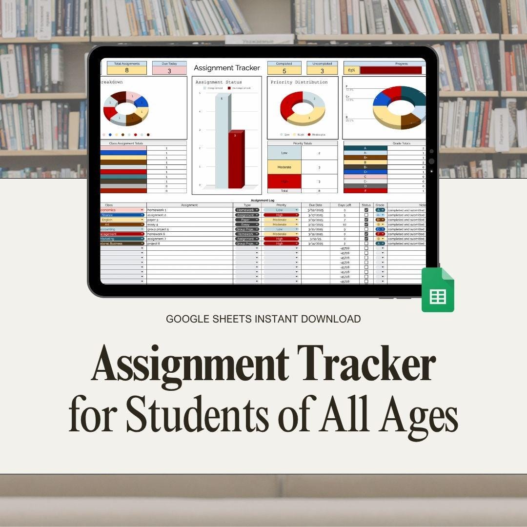 Homework Assignment Tracker Spreadsheet College Assignment Tracker Week ...